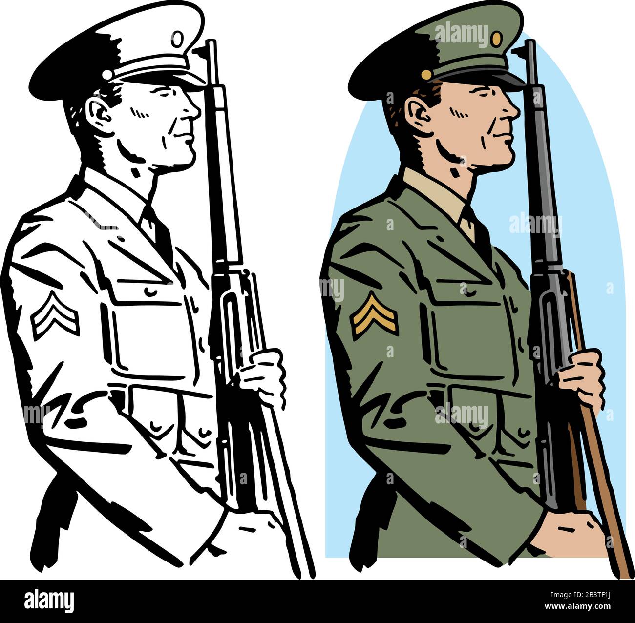 Un dessin d'un soldat militaire américain de l'ère de la seconde Guerre ... Un dessin d'un soldat militaire américain de l'ère de la seconde Guerre ...
