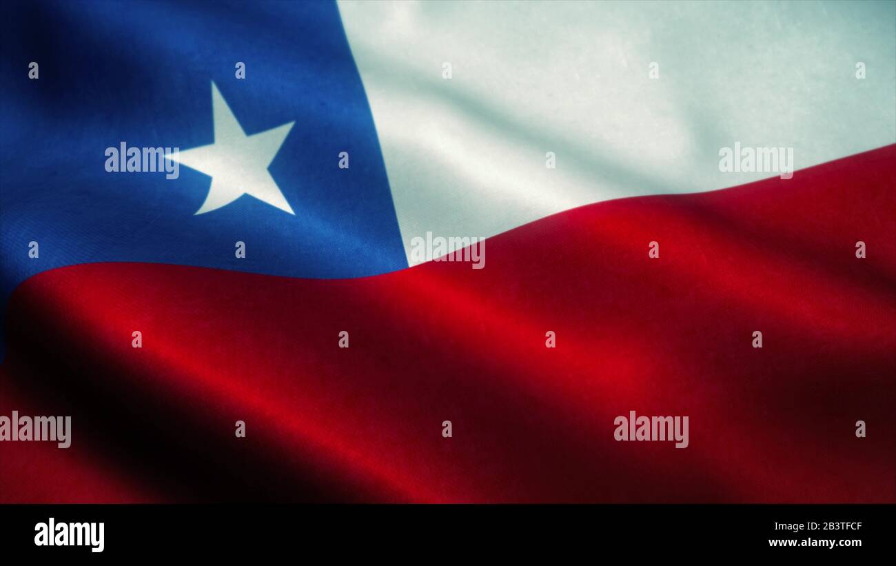 Drapeau chilien agitant dans le vent. Drapeau national du Chili. Signe ...