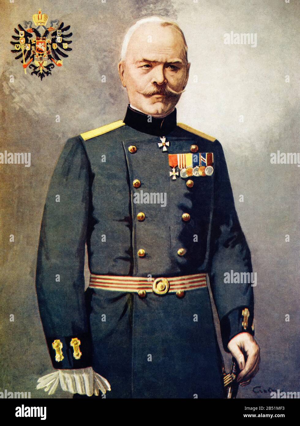 Portrait couleur de Mikhail Vasilyevitch Alekseyev (1857 - 1918), était ...