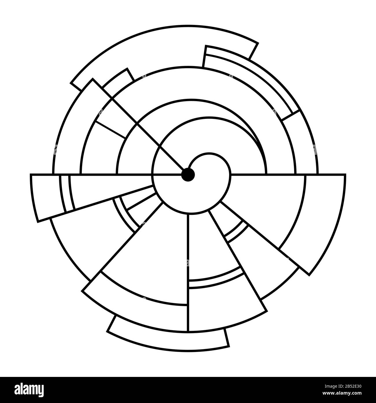 Symbole rond géométrique abstrait, isolé sur fond blanc. Formes ...
