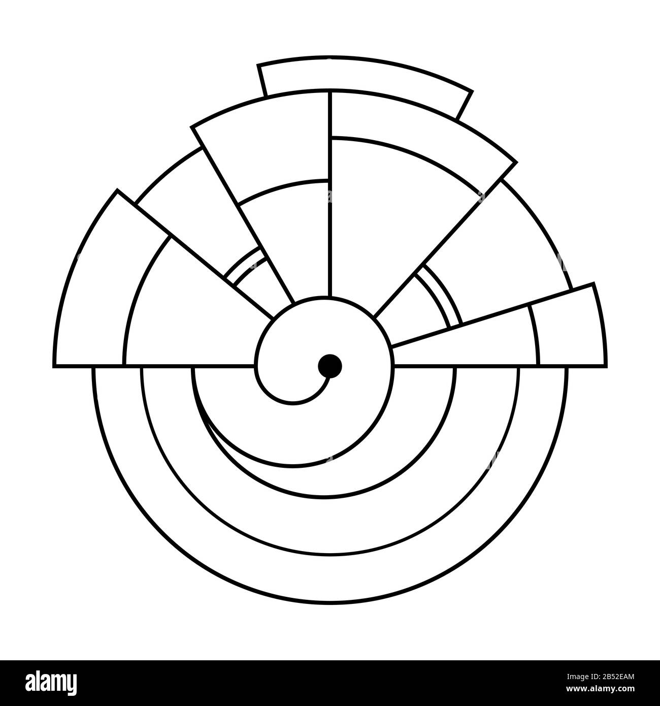 Symbole rond géométrique abstrait, isolé sur fond blanc. Formes ...