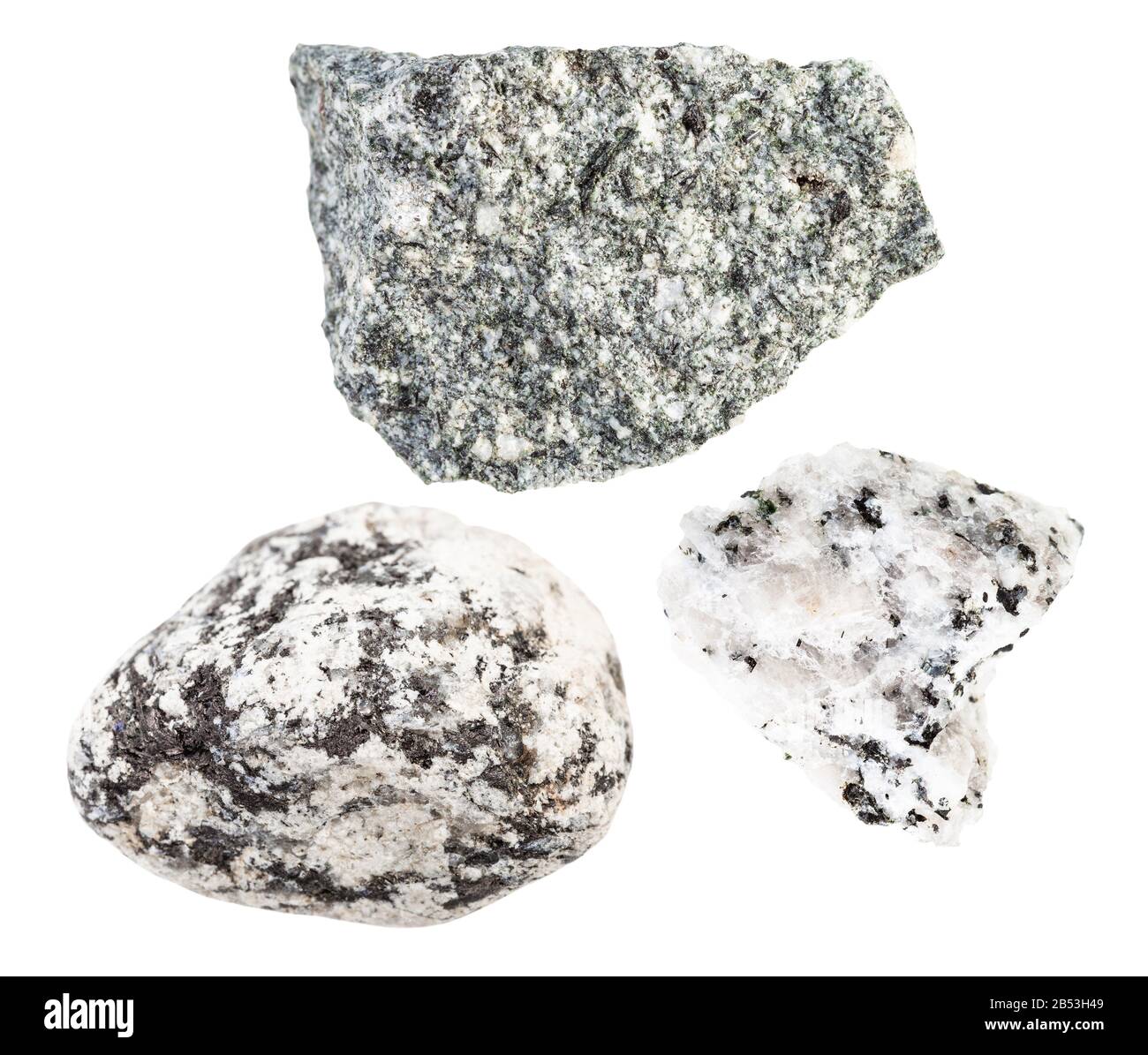 ensemble de diverses roches diorites isolées sur fond blanc Photo Stock ...