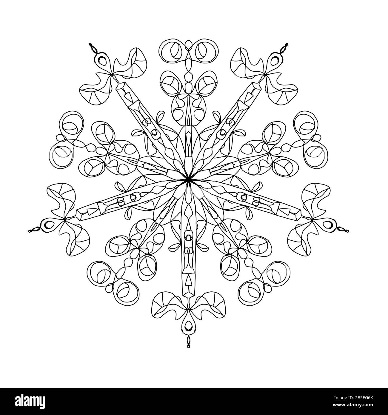 Élément rond à cinq points pour un livre de coloriage. Motif noir et ...