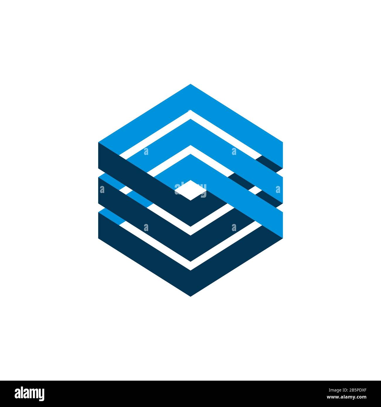 Modèle D'Illustration Représentant Un Logo Hexagonal Tressé Bleu. EPS ...