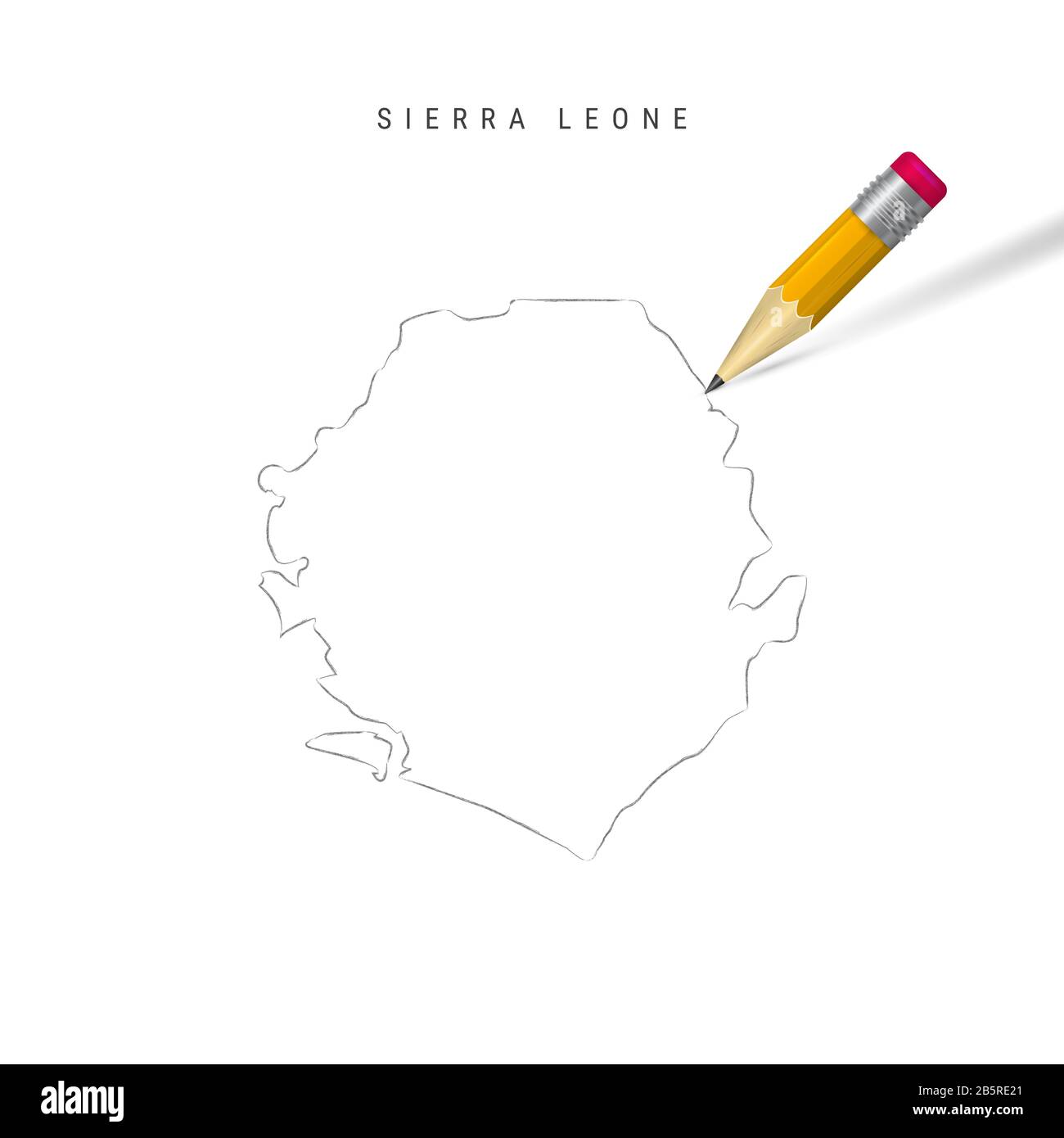 Carte du contour du crayon à main levée de la Sierra Leone isolée sur ...