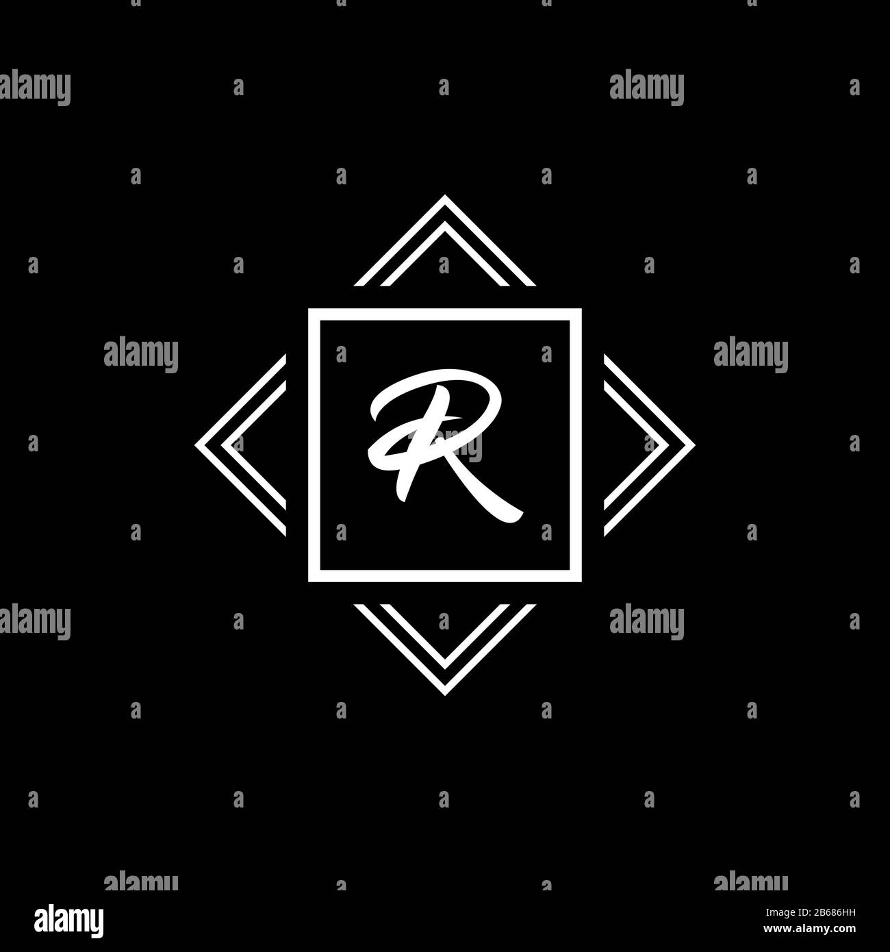 Logo du monogramme R. Symbole géométrique moderne vectoriel blanc sur ...