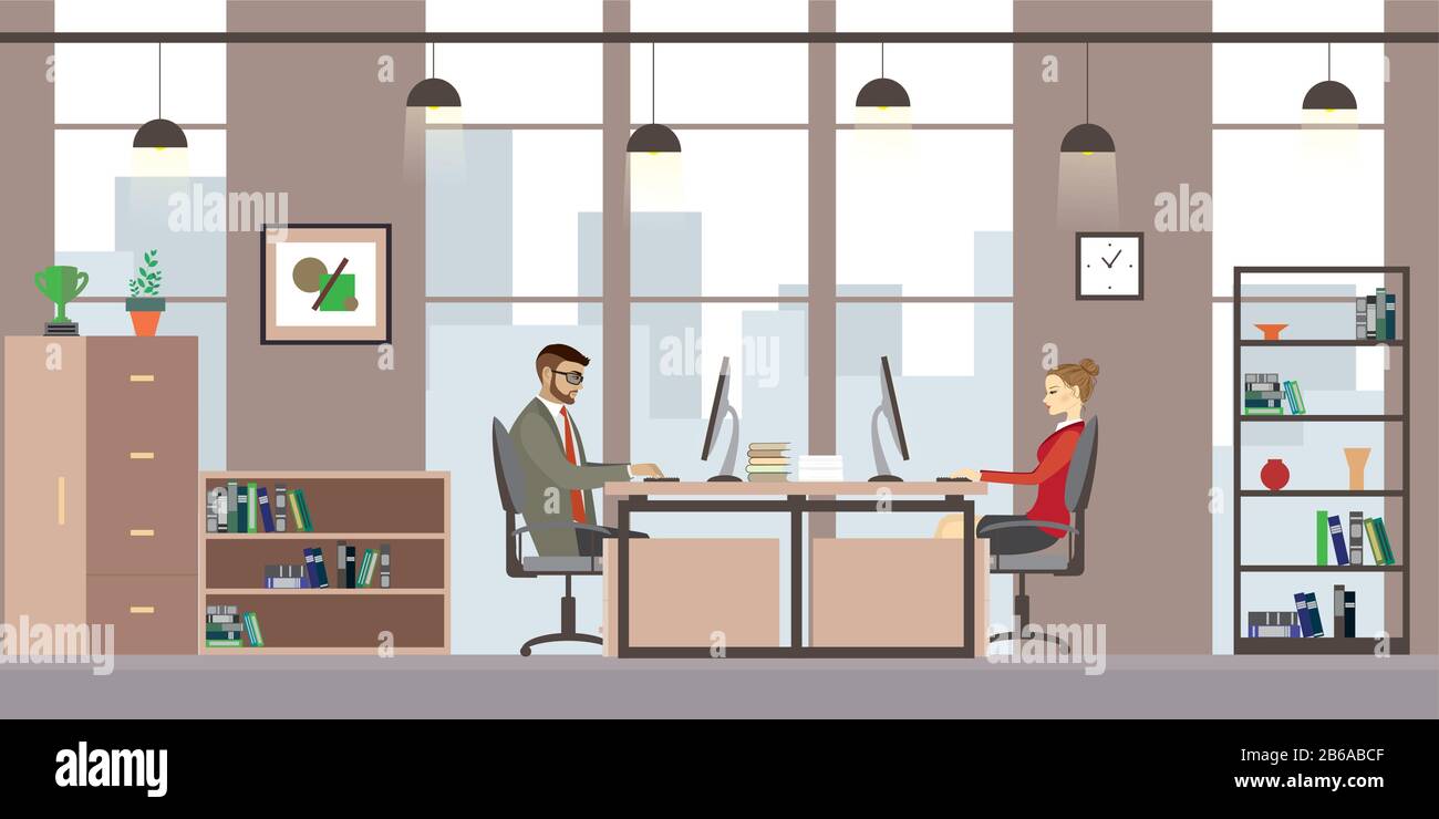 Au Bureau Cartoon Banque d'image et photos - Alamy