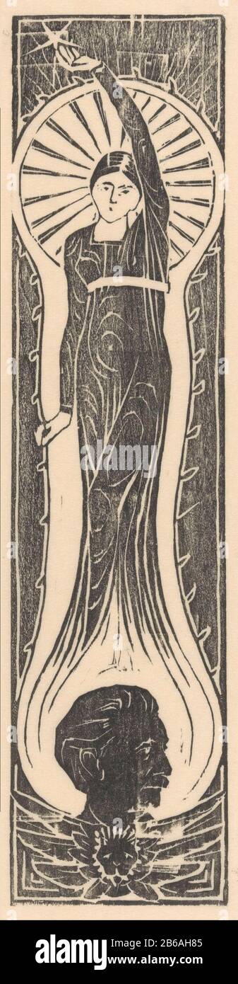 Figure allegorische avec portrait de Multatuli UNE femme se lève au ...