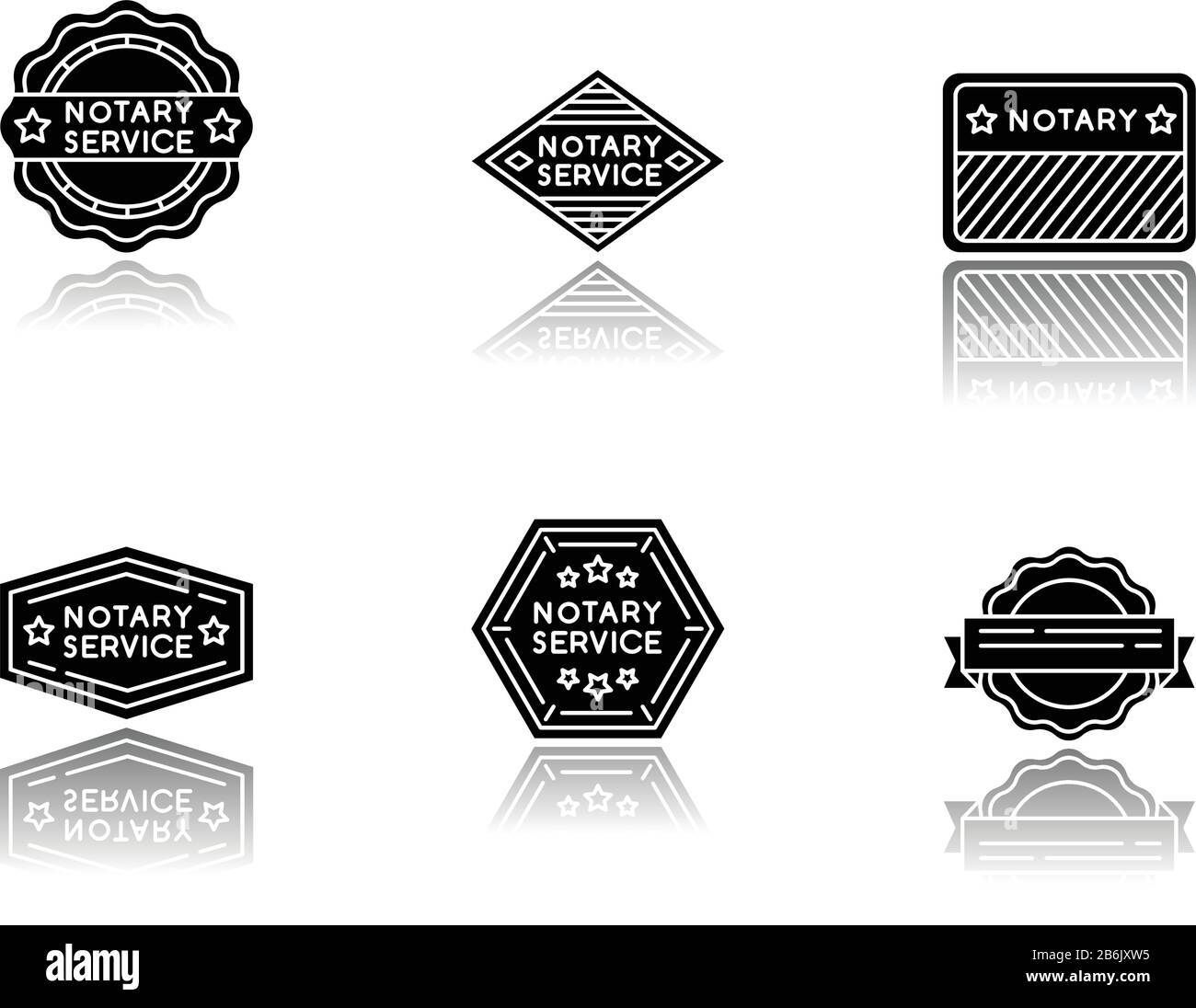 Les timbres du service notaire sont des icônes de glyphes noirs à ombre ...
