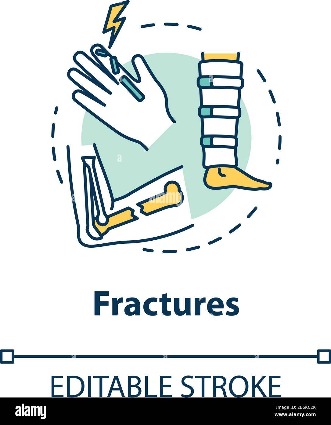 Icône de concept de fractures, lésions osseuses et cartilagineuses ...
