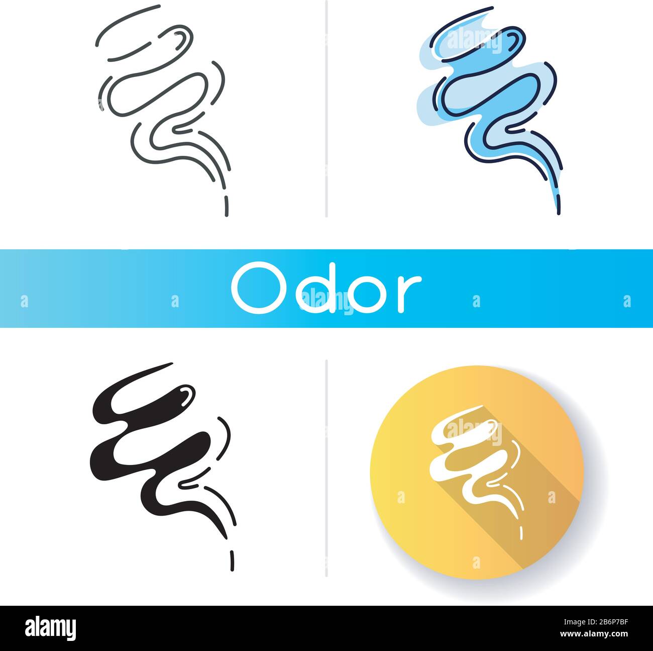 Icône de soufflage de vent. Tourbillon d'air frais froid. Bonne odeur ...