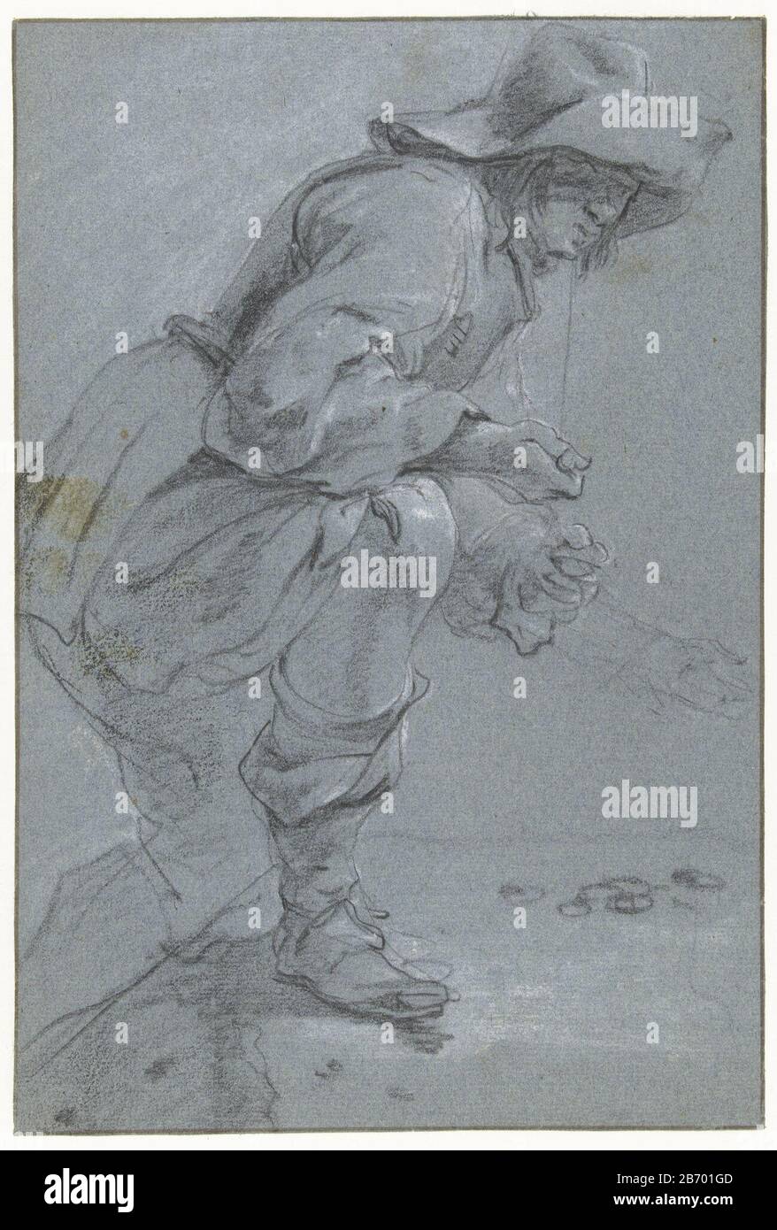 Knielende man die koten speelt Homme À Genoux qui veut jouer Type d ...