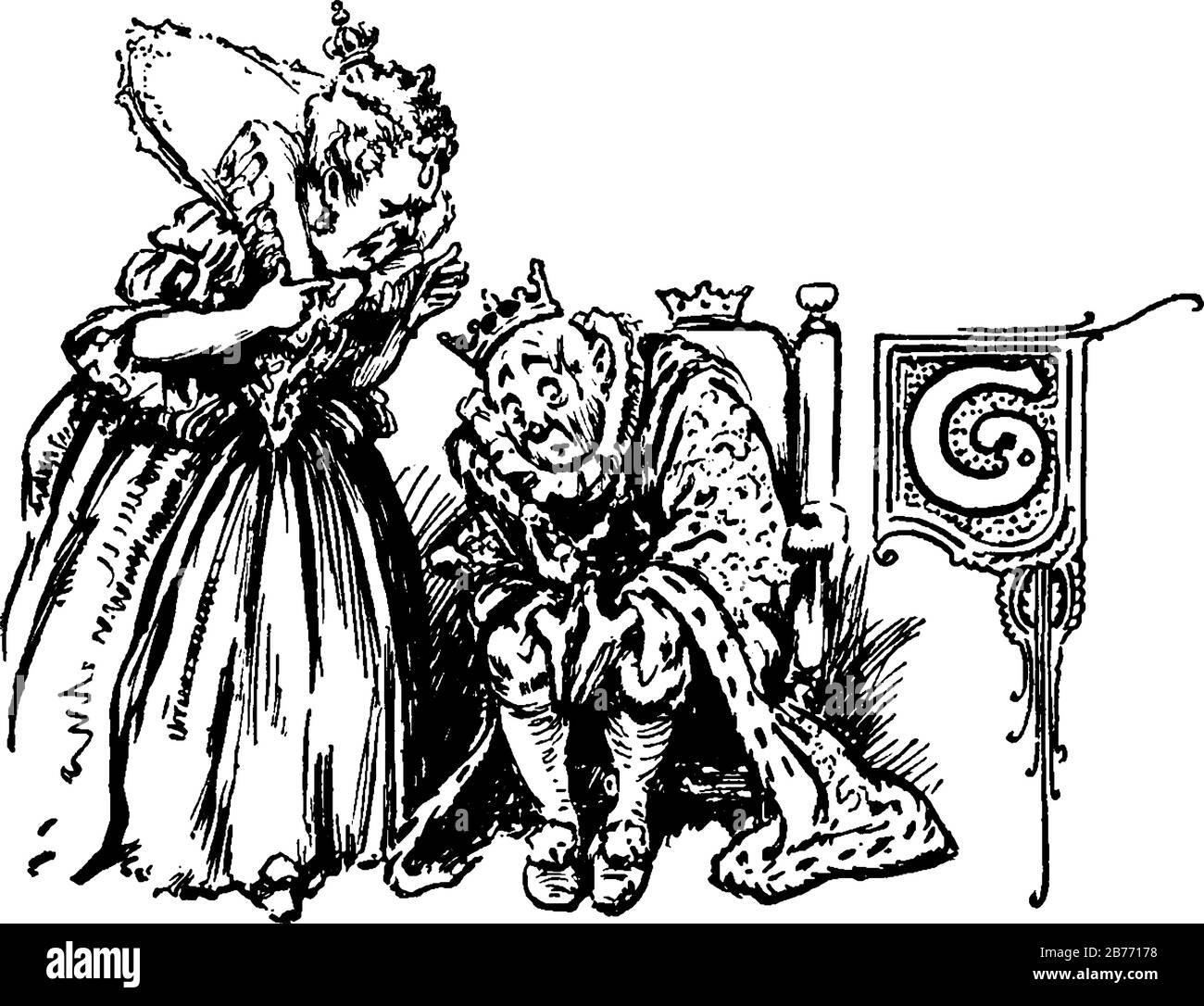 Roi assis gravure Banque d'images vectorielles - Alamy