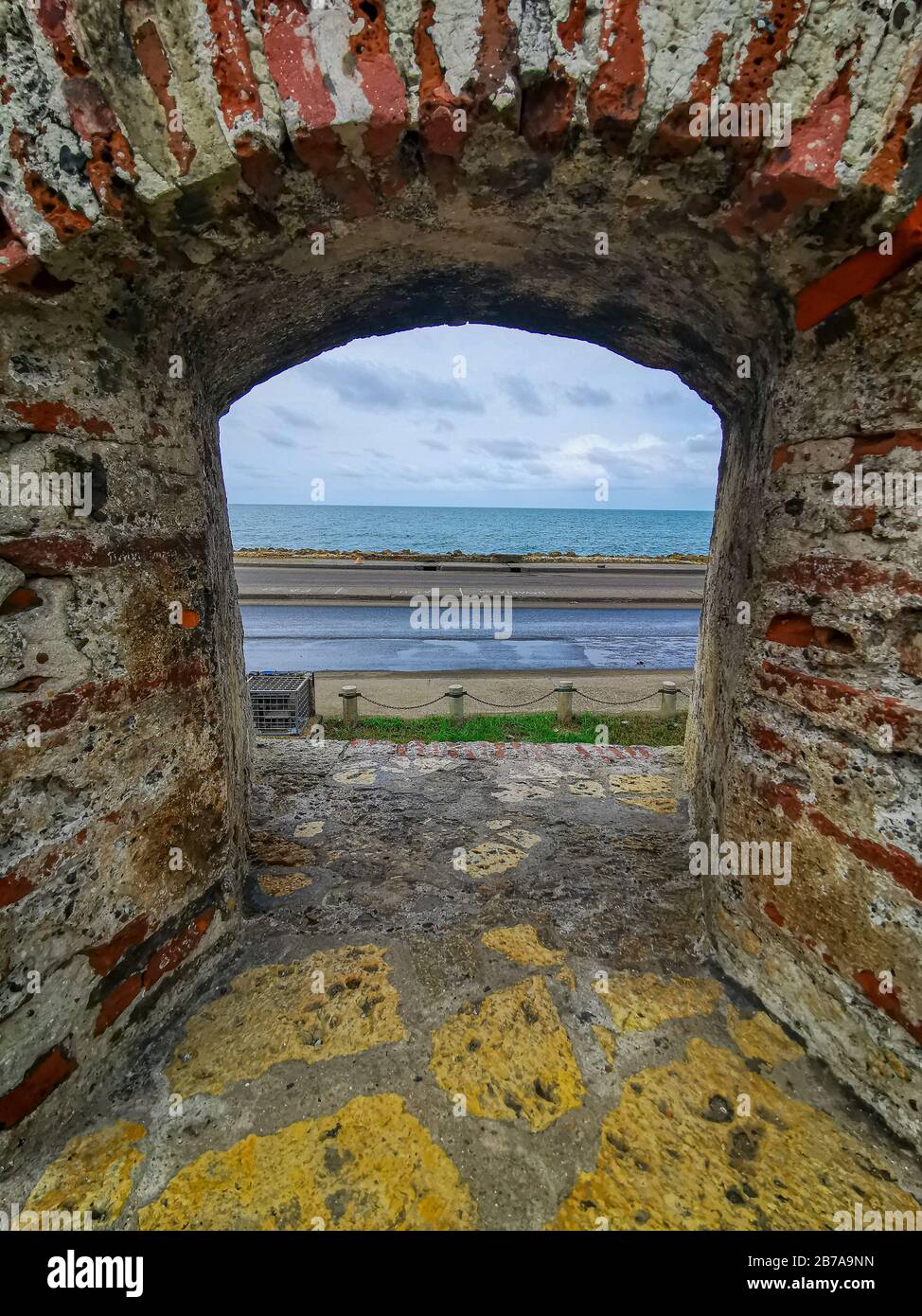 Ancienne partie historique de Carthagène entourée par le mur de défense ...