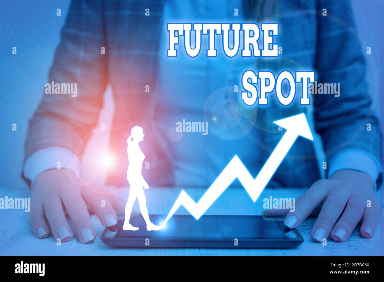 Texte écrit Future Spot. La présentation de photos d'affaires fait ...