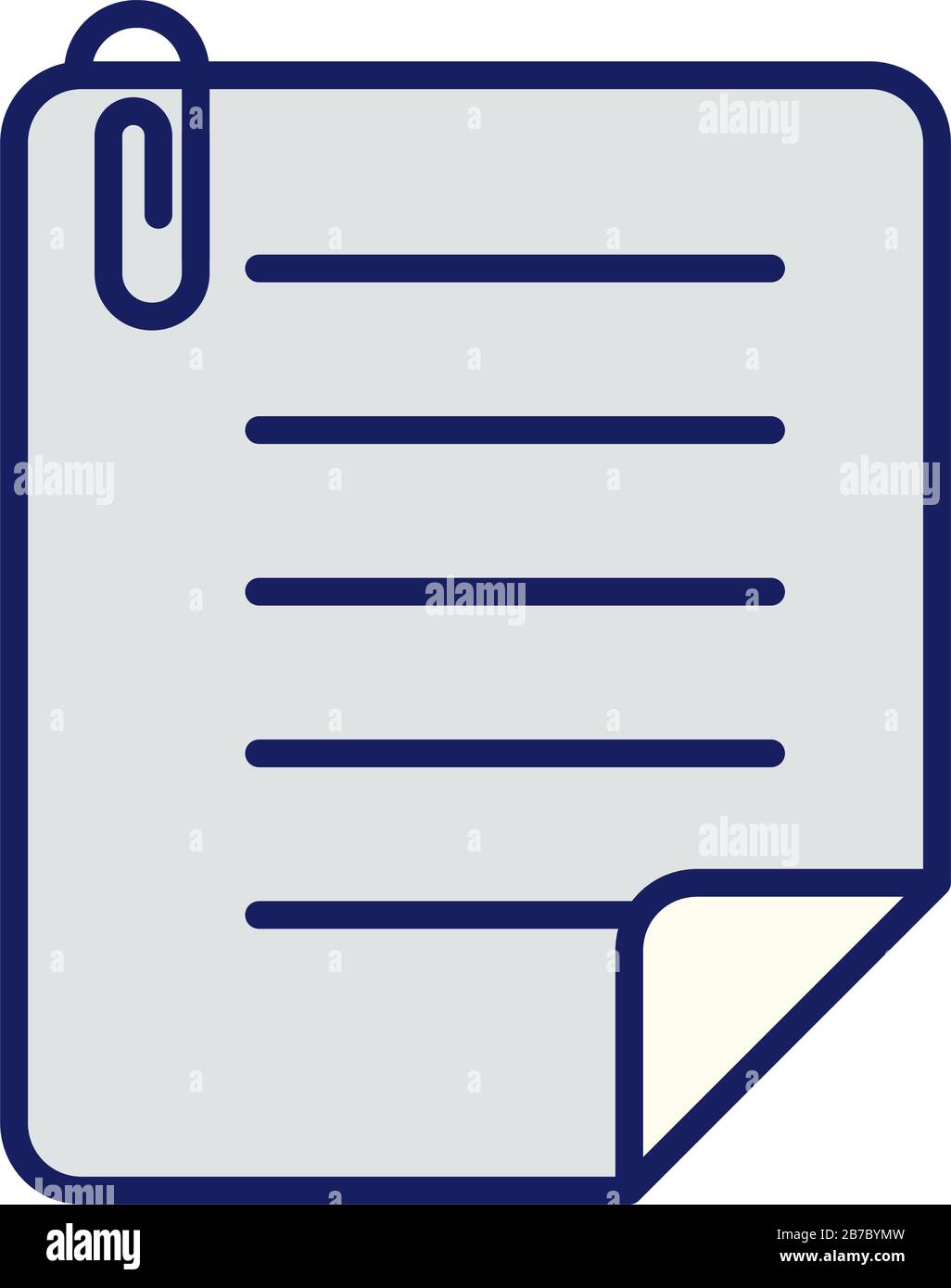 feuille de papier, ligne et style de remplissage icône illustration ...