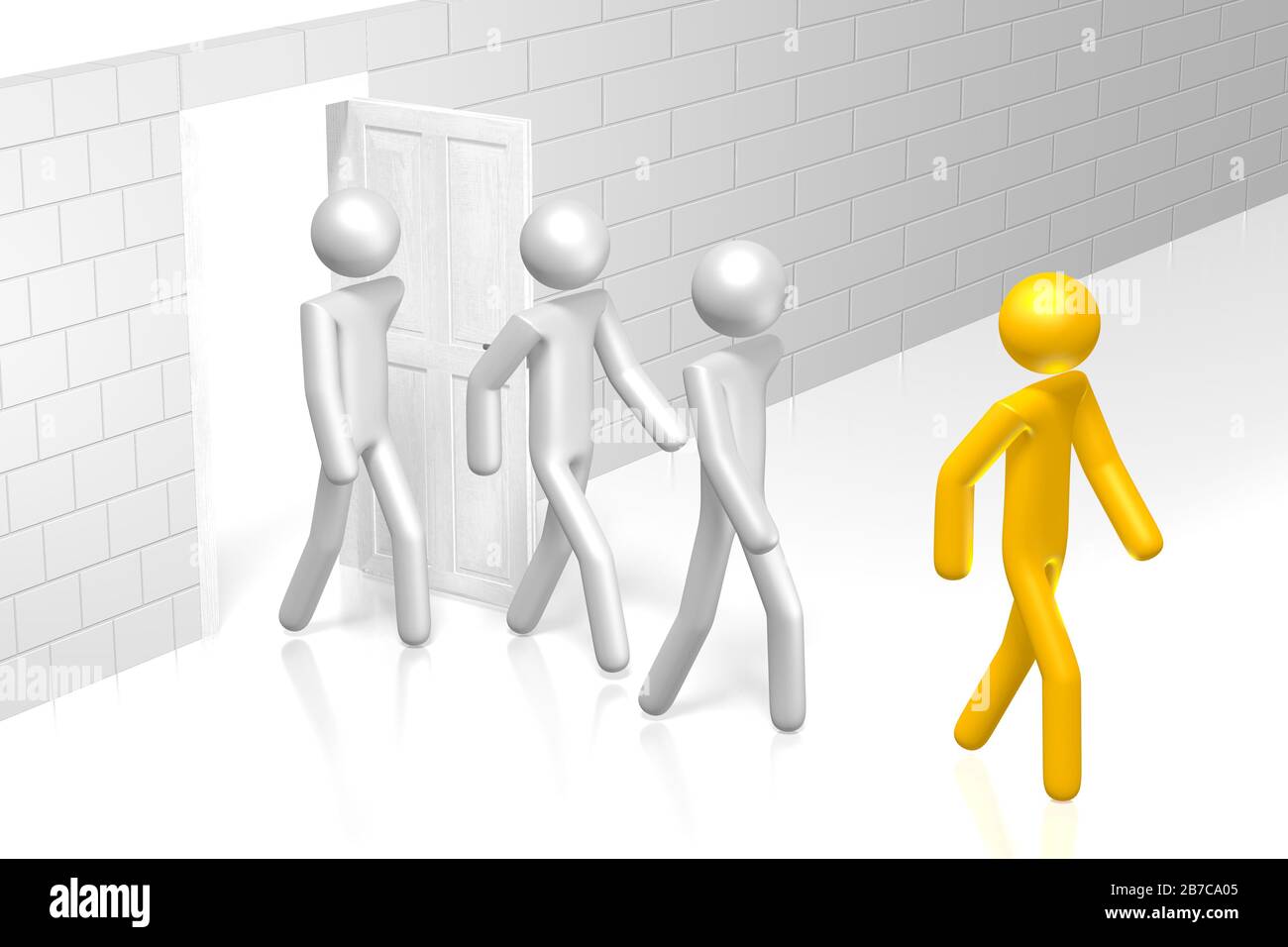 Cartoon man entering door illustration Banque de photographies et d ...