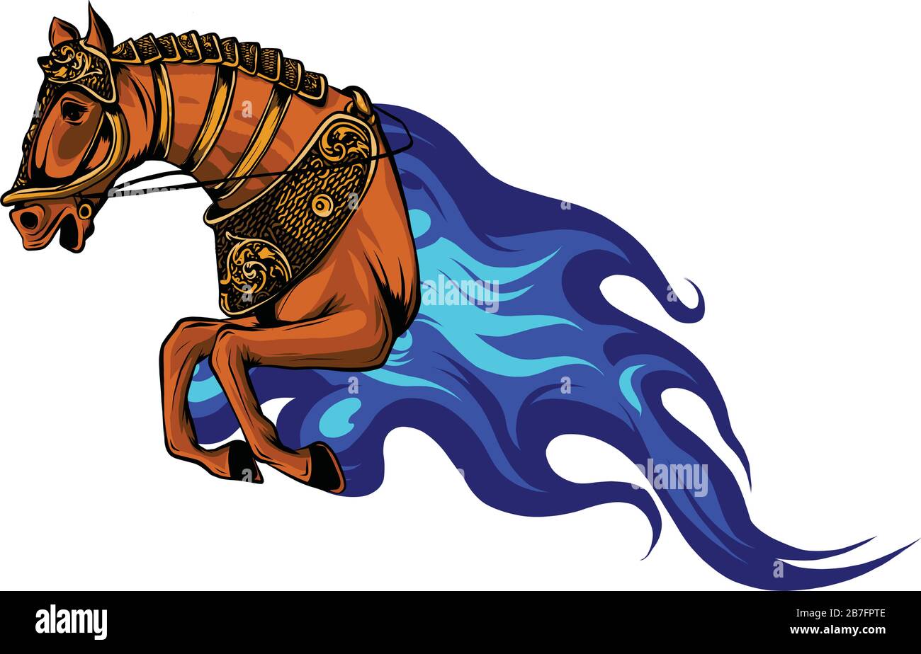 Symbole de cheval de feu ou d'étalon de diable avec la tête d'un cheval ...