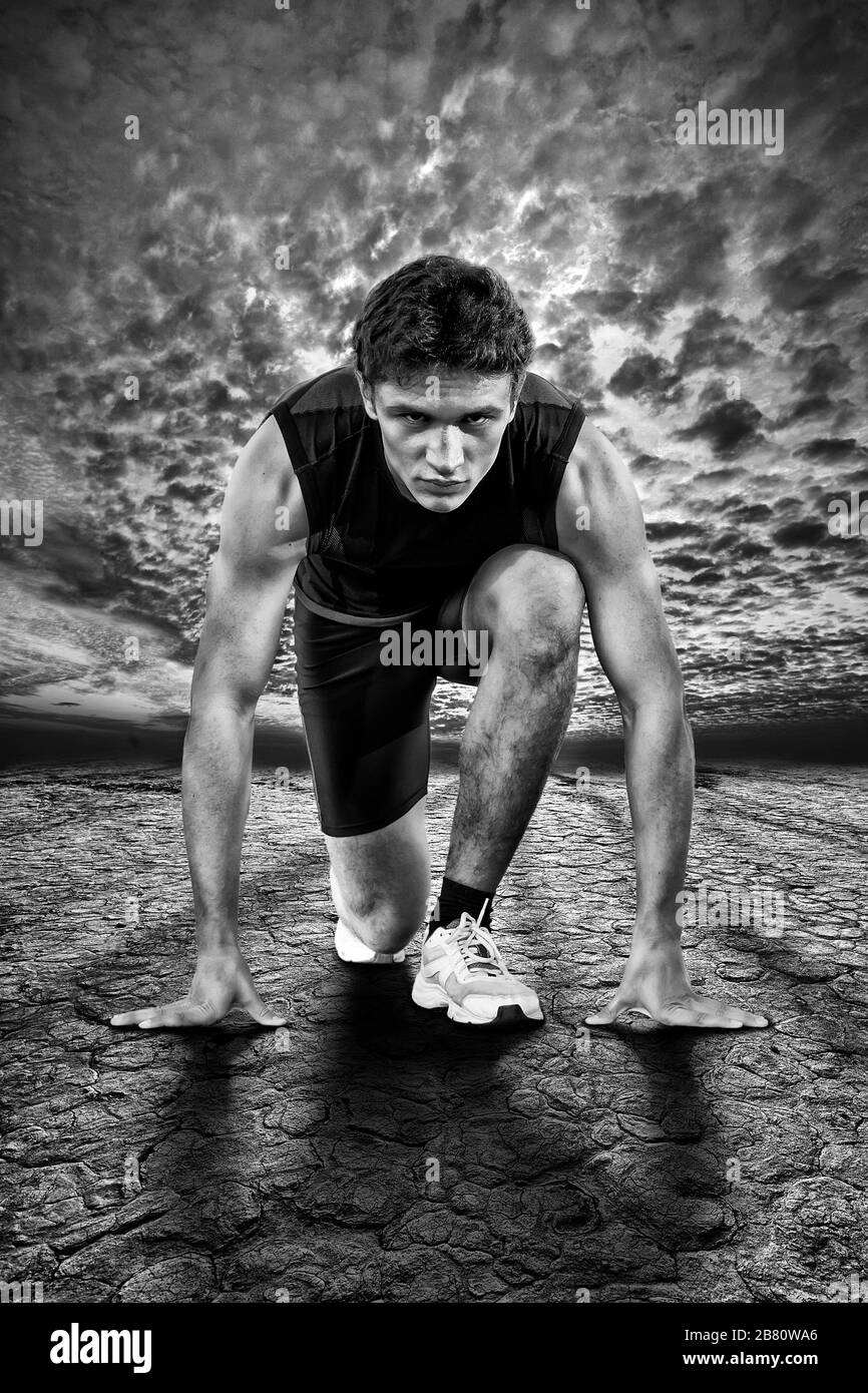 Starting lines Banque d'images noir et blanc - Alamy