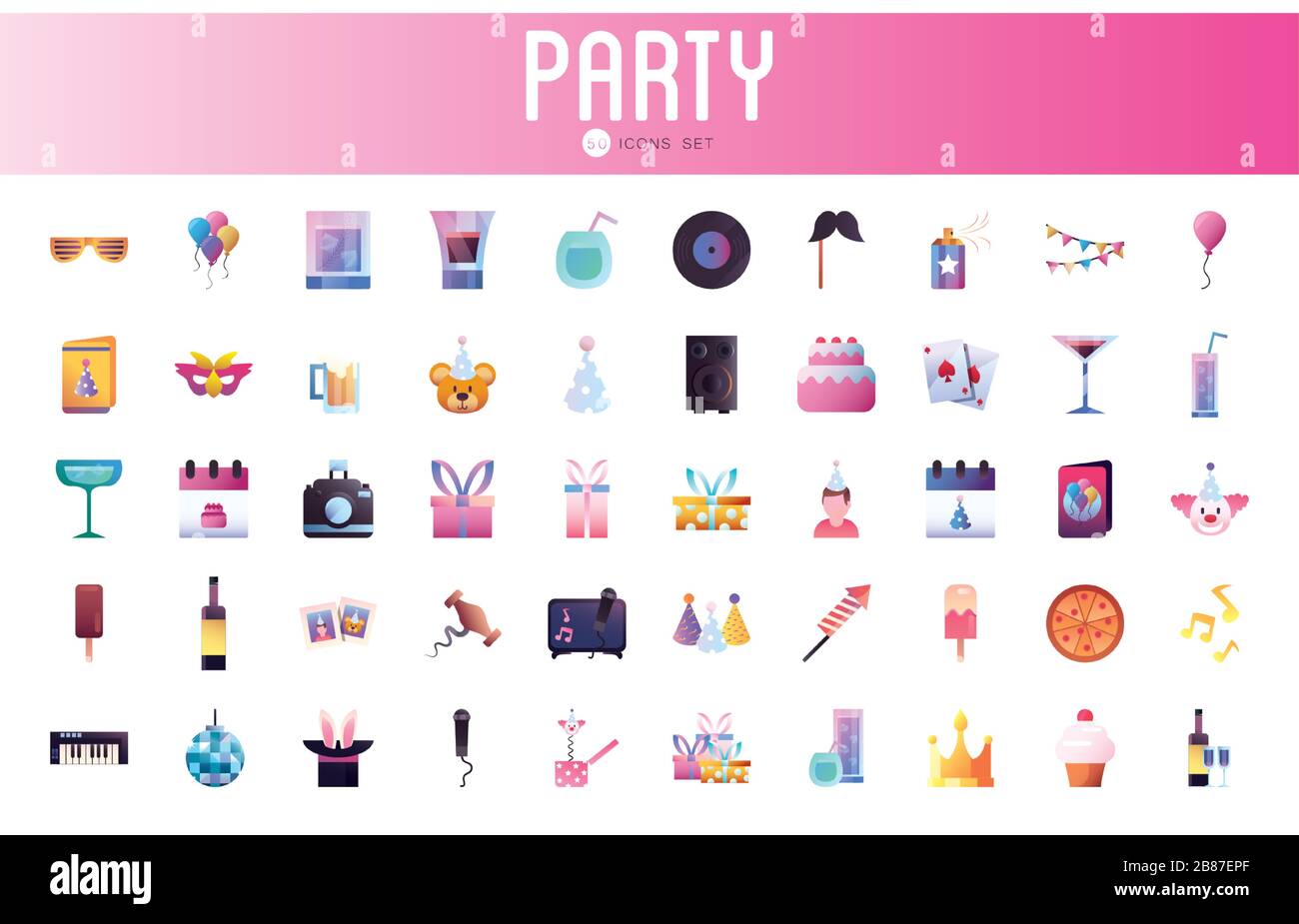 Style dégradé Icon set design, fête célébration événement joyeux ...