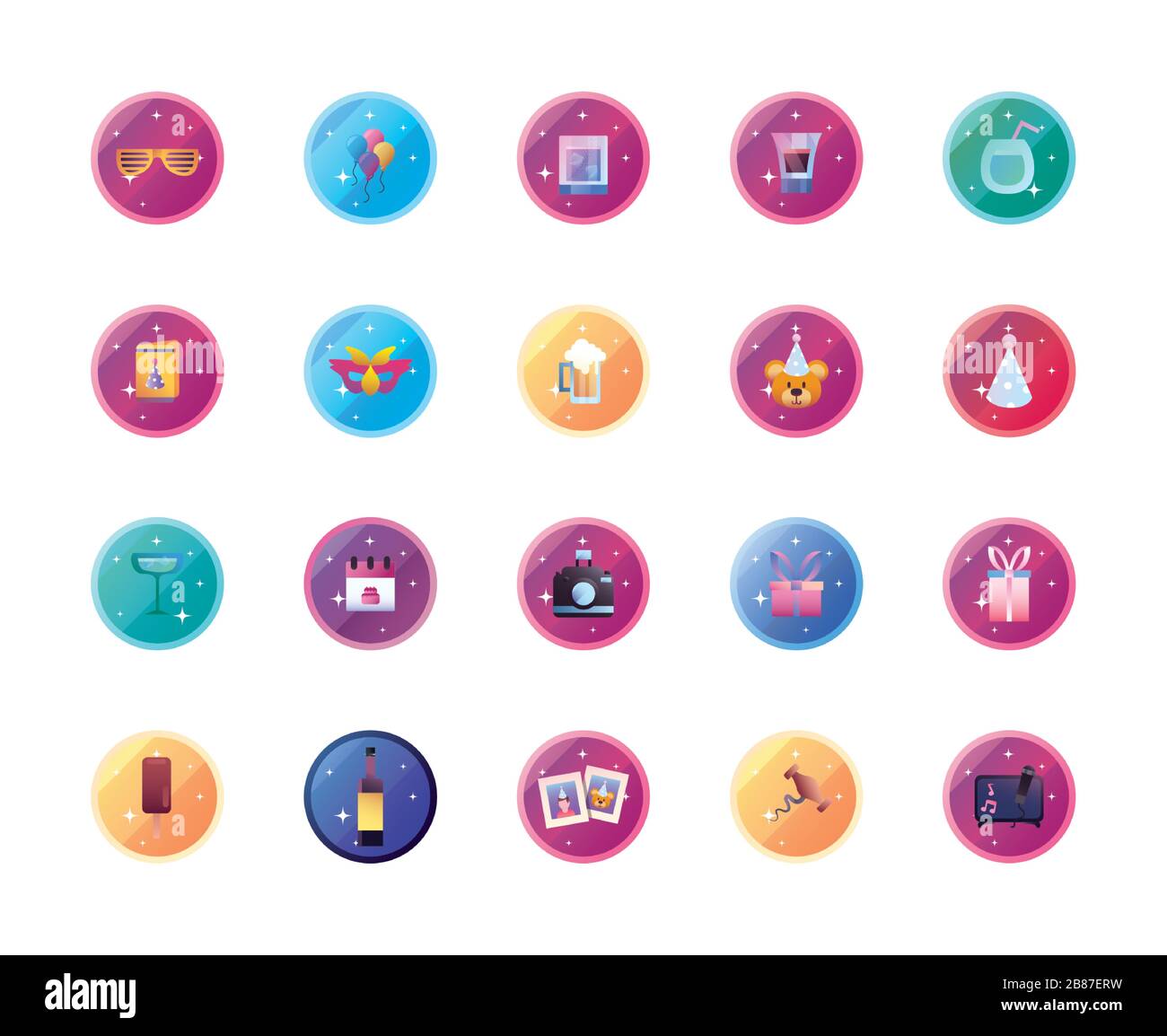 Style dégradé Icon set design, fête célébration événement joyeux ...