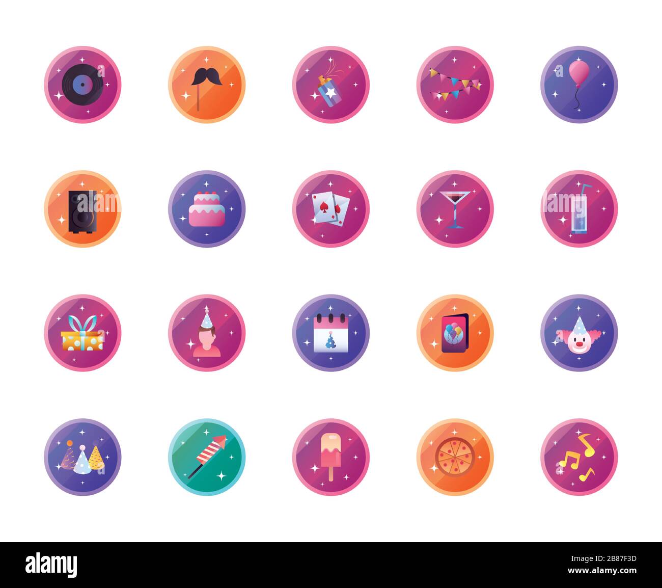 Style dégradé Icon set design, fête célébration événement joyeux ...
