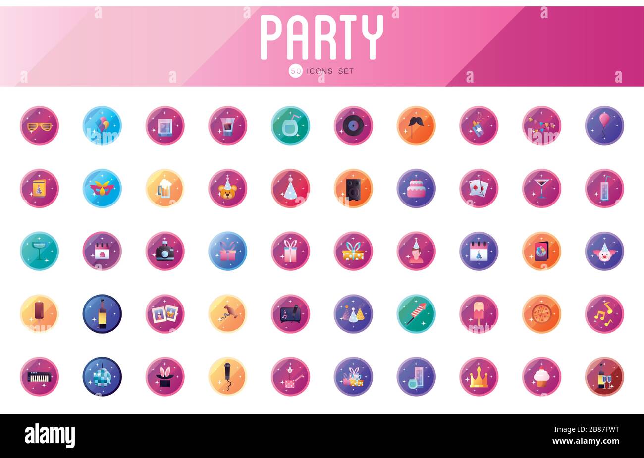 Style dégradé Icon set design, fête célébration événement joyeux ...