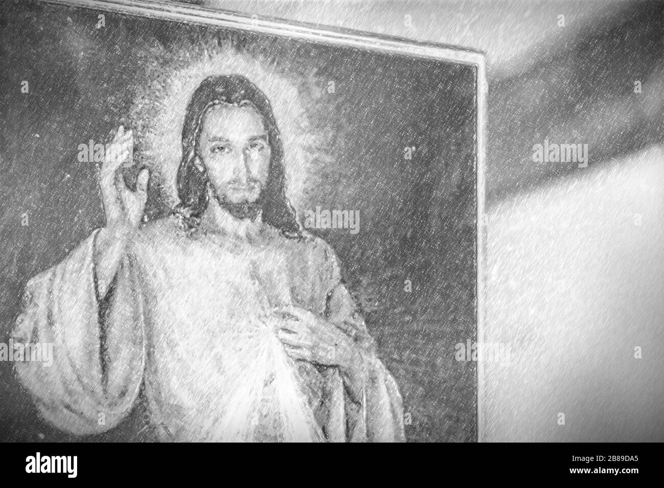 Christ miséricordieux jésus Banque d'images noir et blanc - Alamy