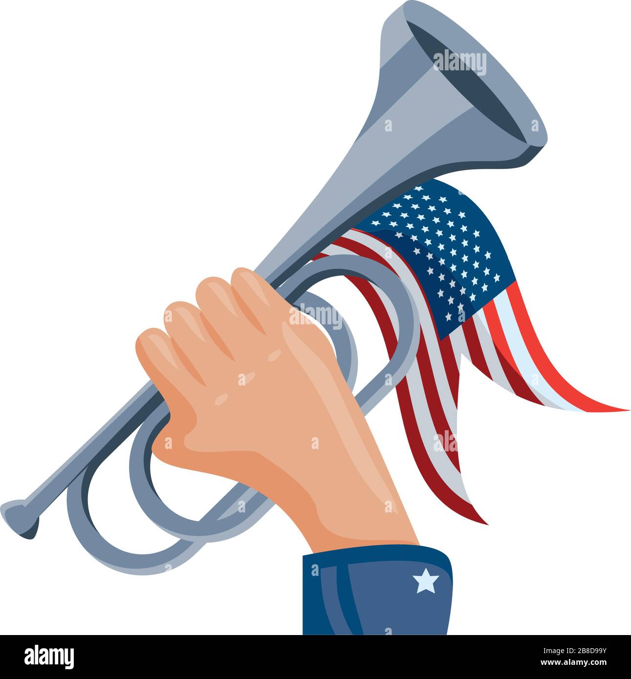 le musicien militaire joue la trompette sur fond blanc illustration ...