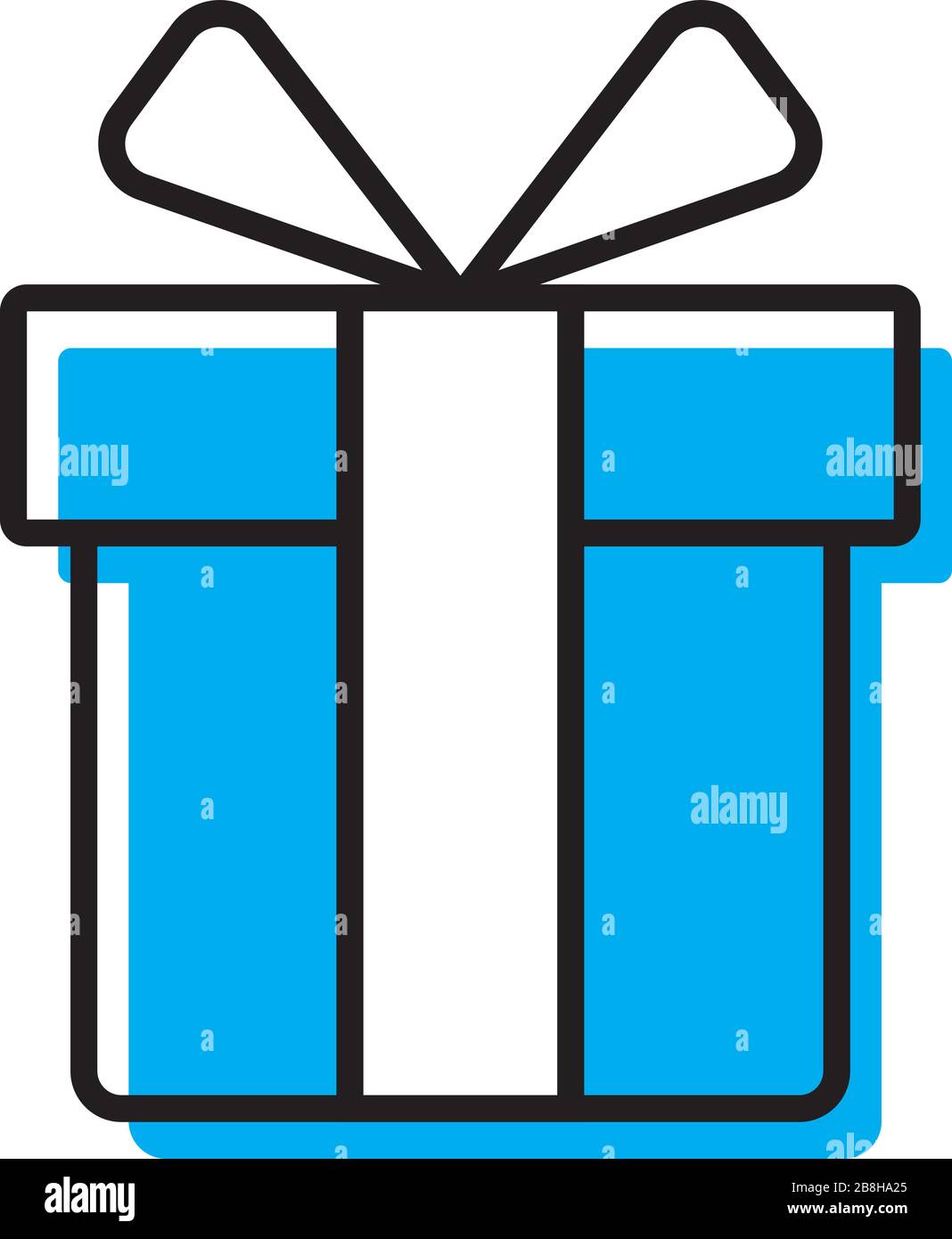 Boîte-cadeau avec l'icône de la ligne du ruban, contour vector sign ...