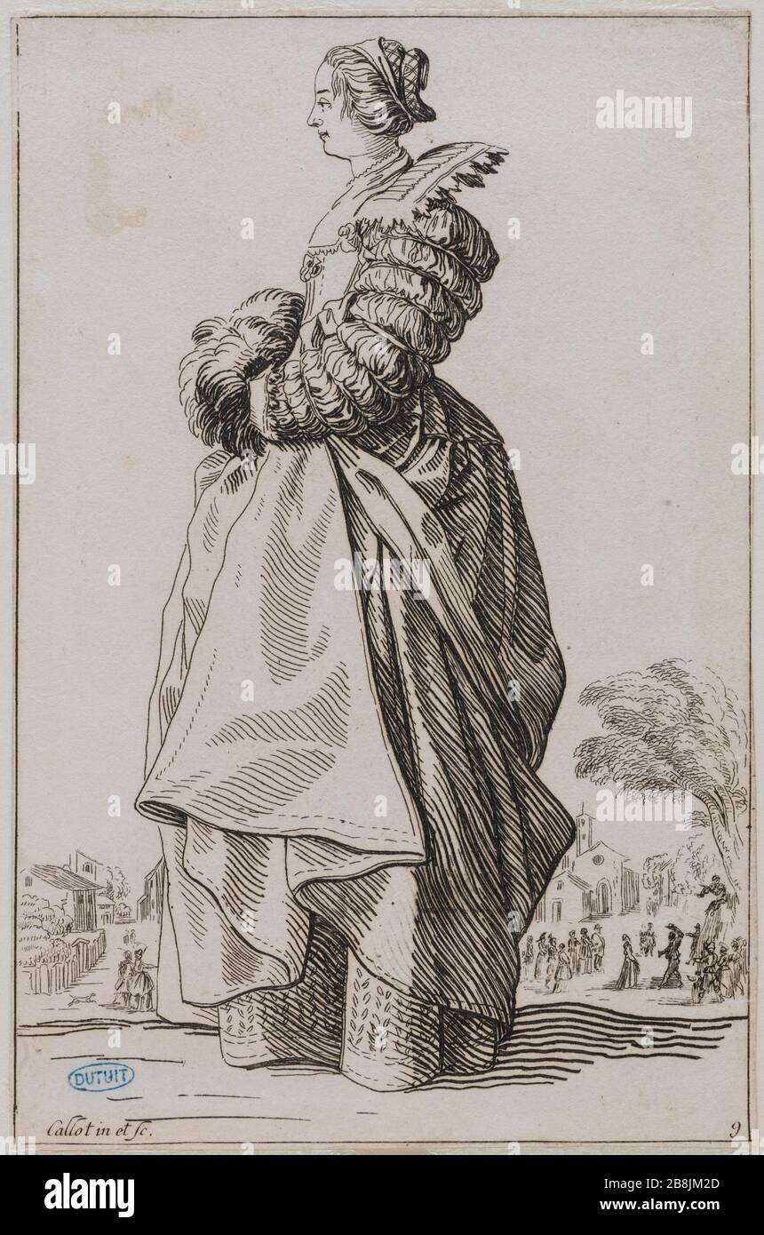 La dame de profil ayant les mains dans son manchon Banque de ...