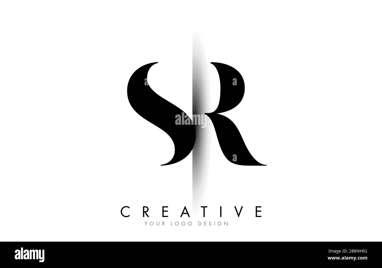 Logo SR S R Letter Design avec illustration vectorielle Shadow Cut ...