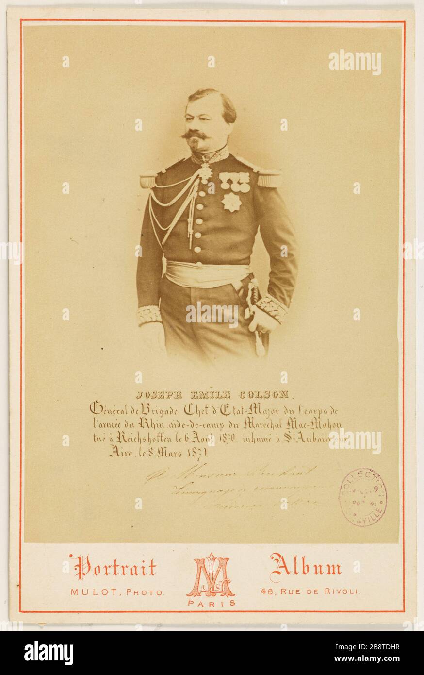 Portrait du général Colson (Joseph Emile, mort en 1870), Brigadier ...