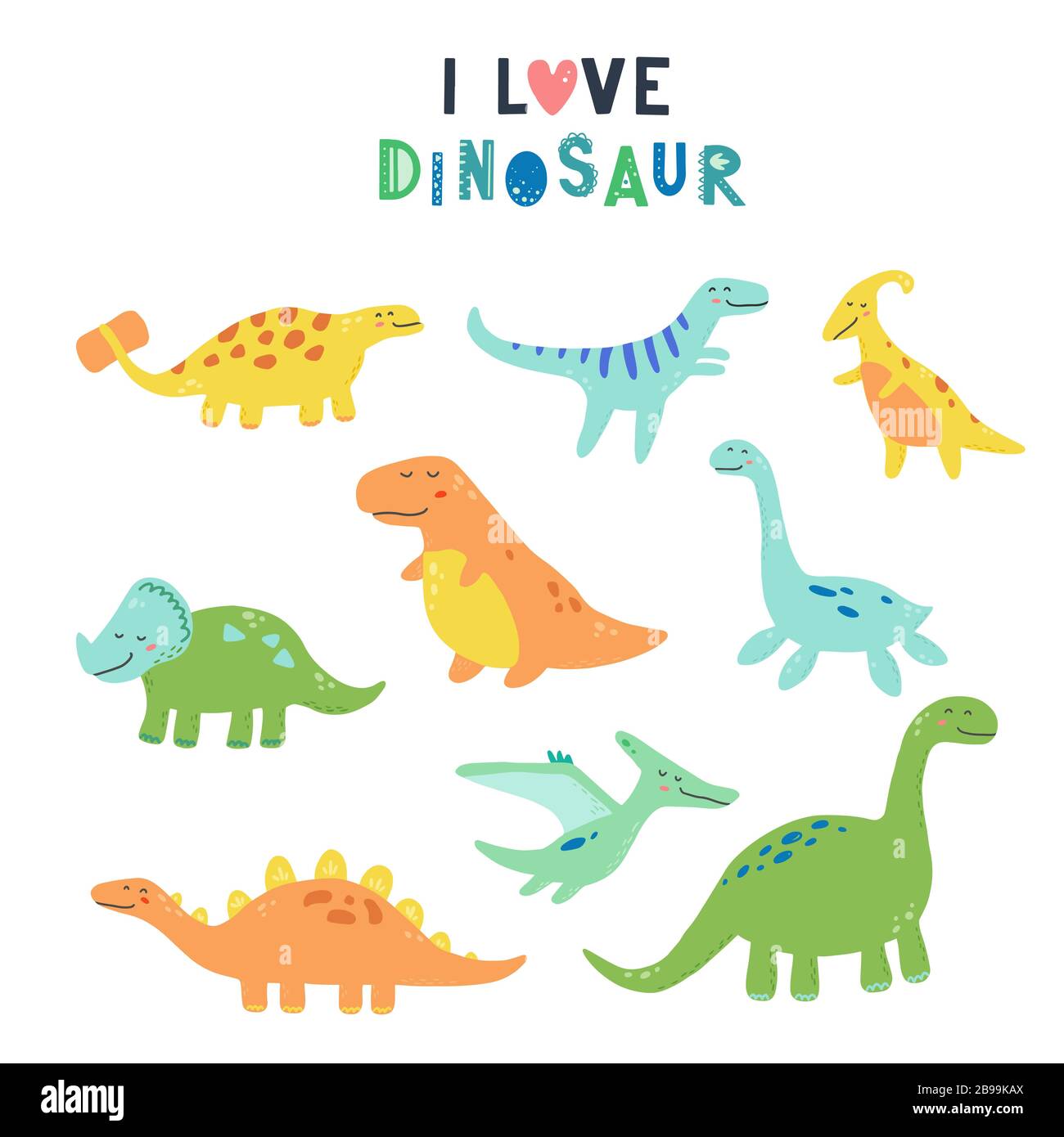 Joli ensemble de dinosaures pour enfants, motif clipart pour bébé. dino ...