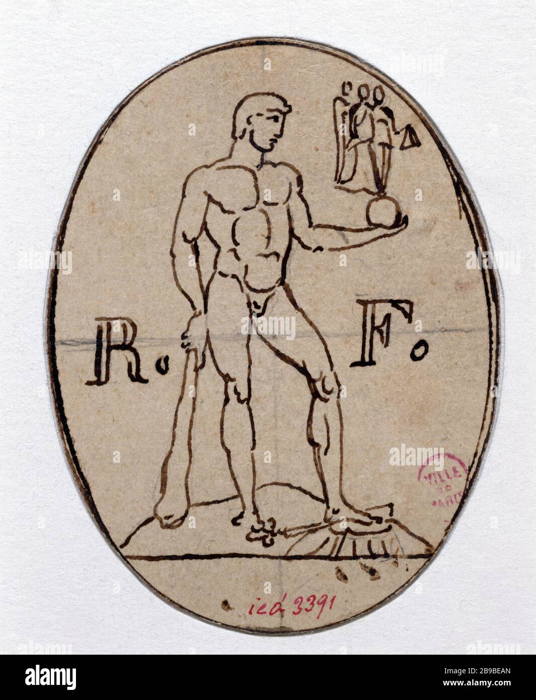ETUDE POUR LE DESSIN DU FILIGRANE Augustin Dupré (1748-1833). 'Etude ...