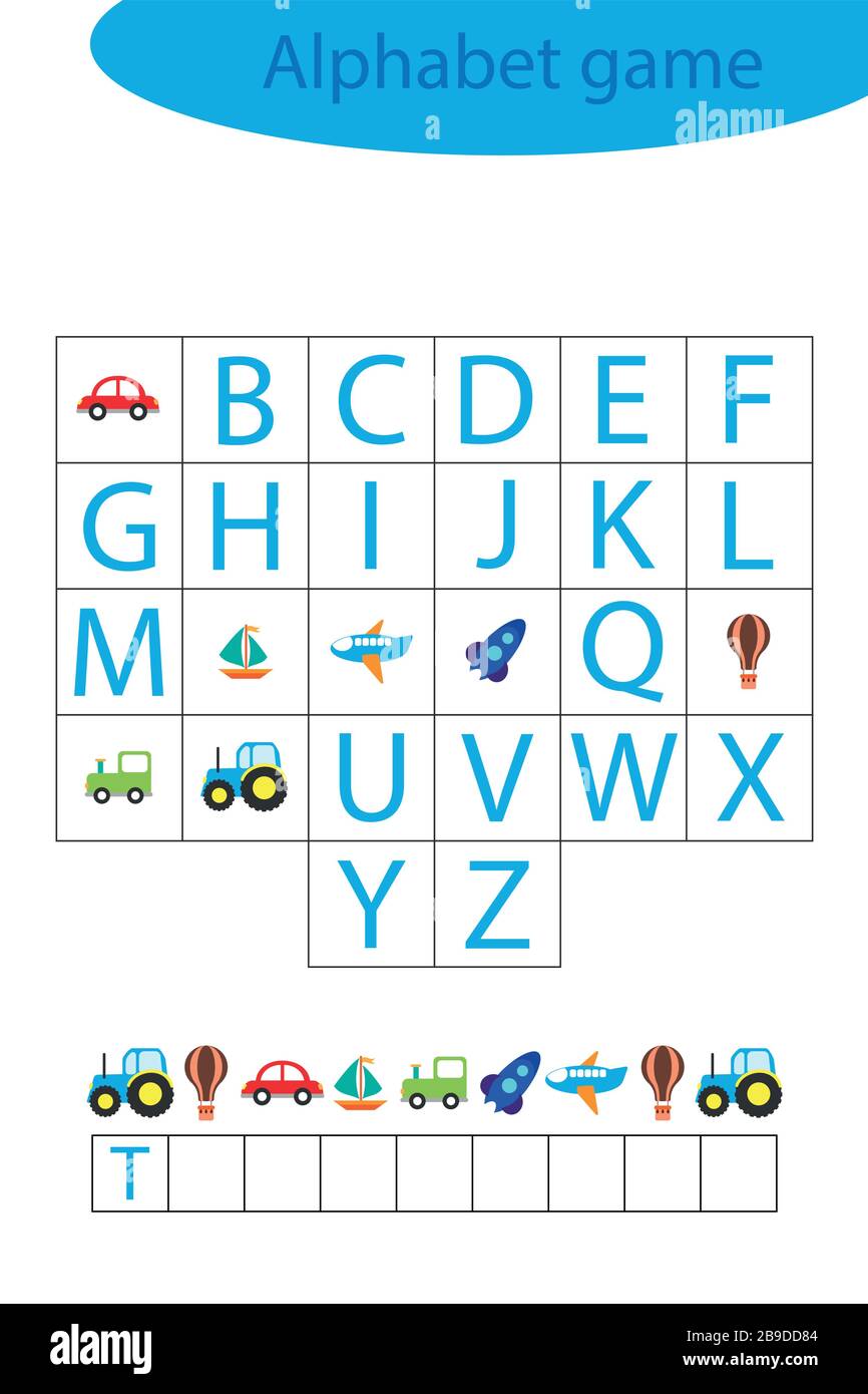Transport alphabet jeu pour les enfants, faire un mot, activité de ...