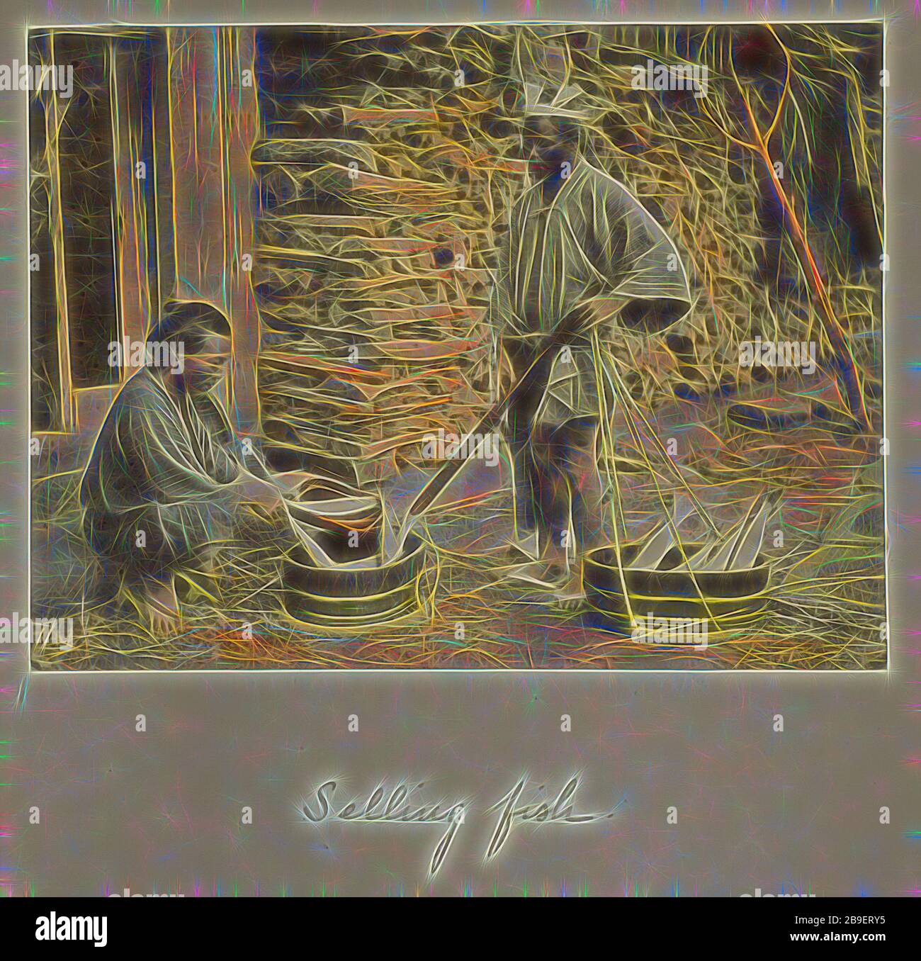 Vente de poissons, Shinichi Suzuki (japonais, 1835 - 1919), Japon, vers ...