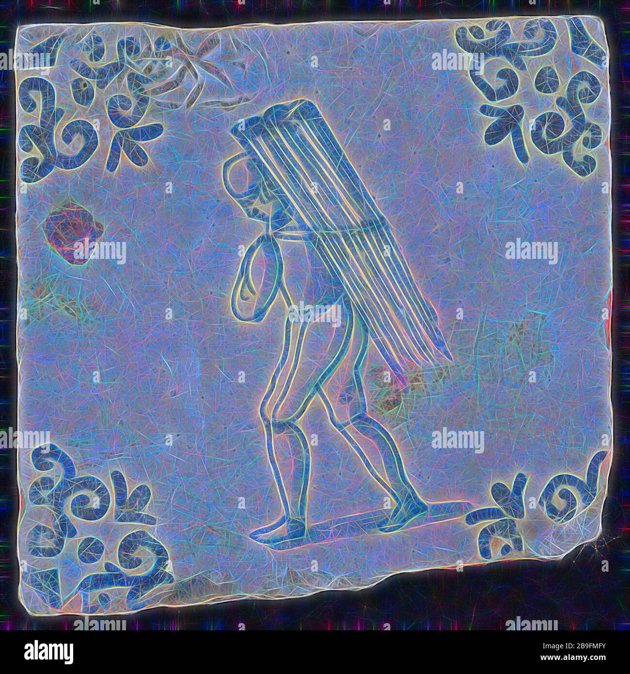 Tuile de profession, bleu avec running man avec poutres apparentes à l ...