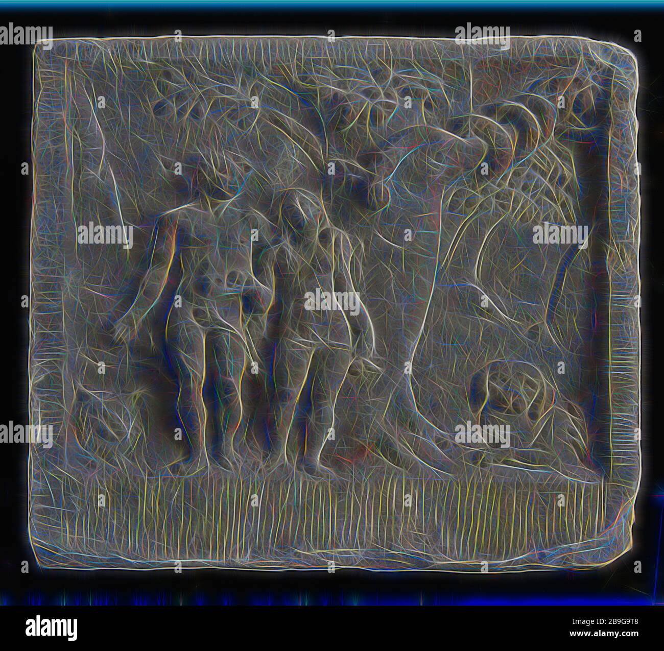 Façade pierre de grès, Adam et Eve à côté de l'arbre avec serpent, face ...