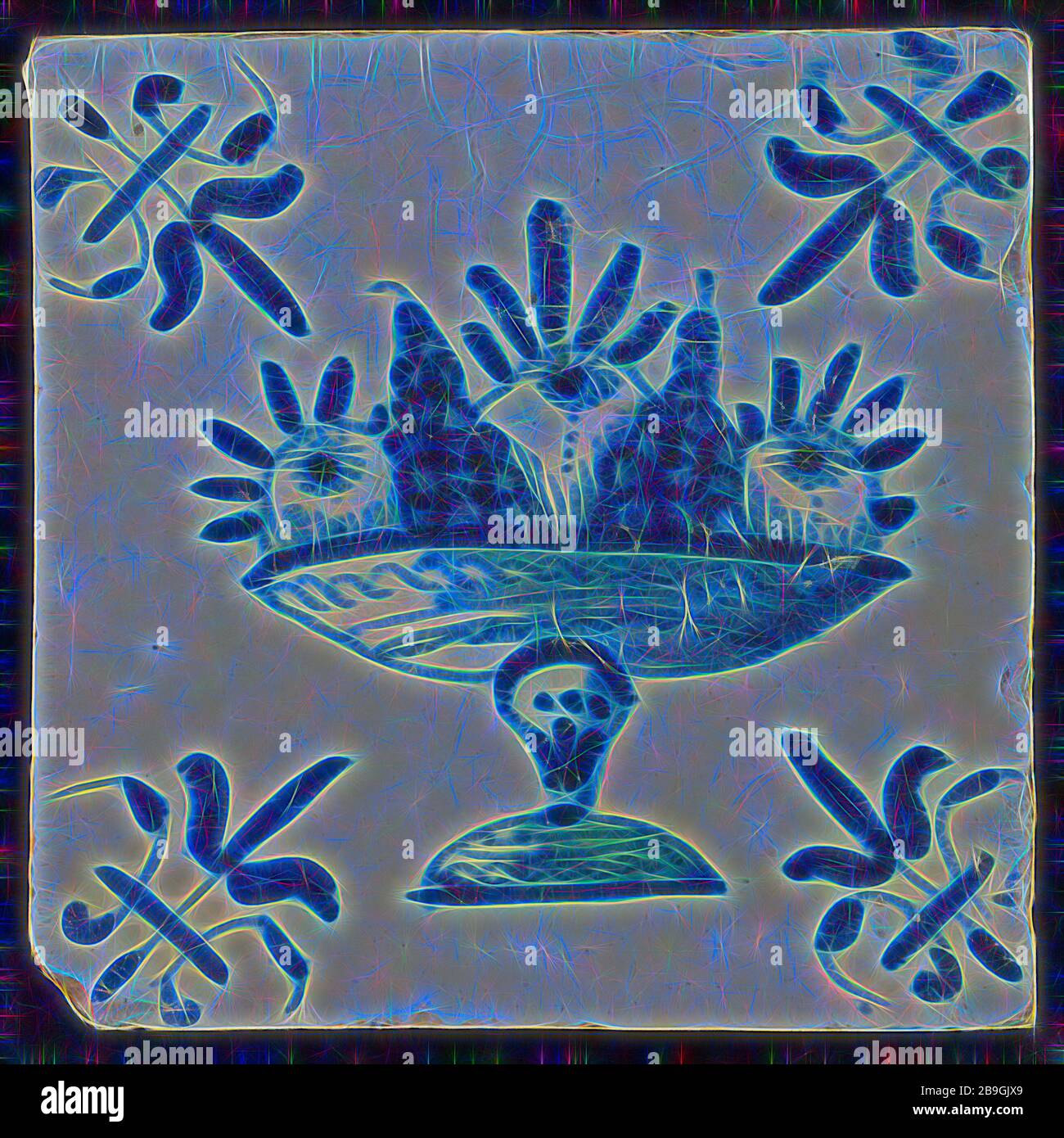 Bol de fruits bleu carreaux à motif d'angle, Lily, tuile de mur ...