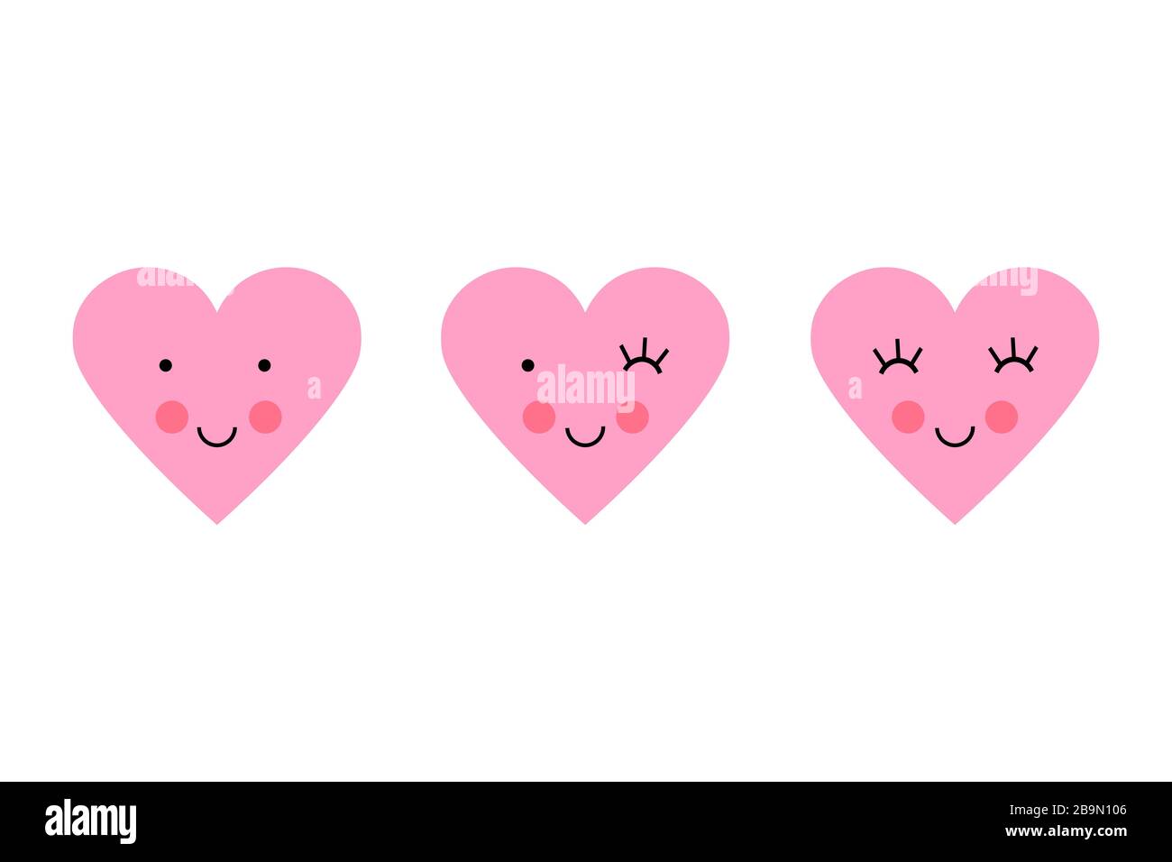 Love heart smiley set Saint Valentin. Illustration vectorielle de l ...