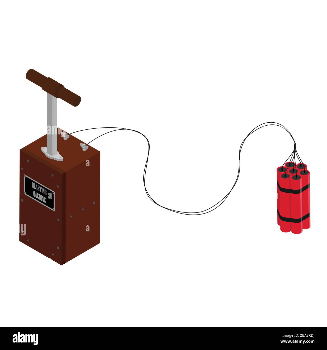 Boîte de détonateur avec bâtons de dynamite. Machine de dynamitage ...