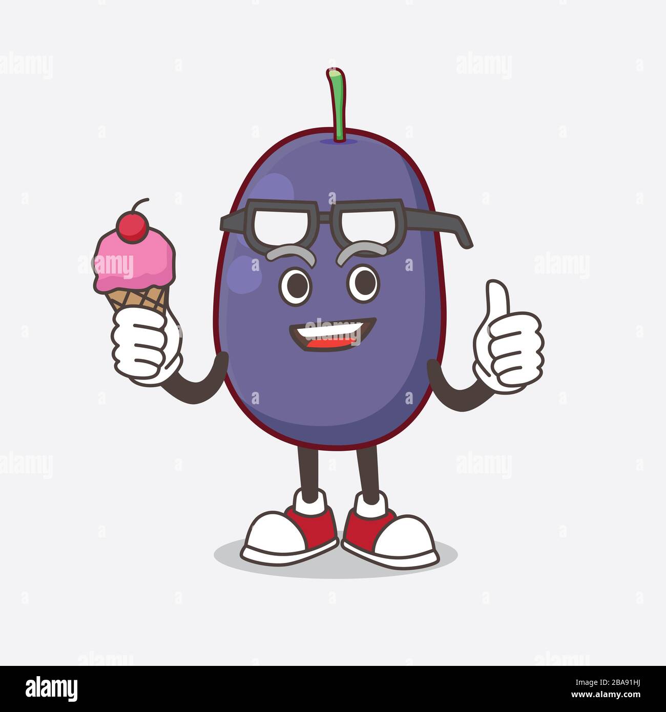 Une photo du personnage de mascotte de dessin animé de Java Plum ...