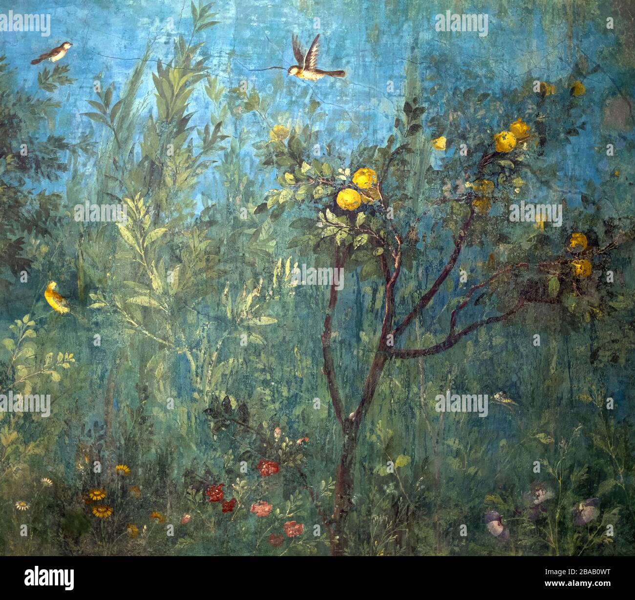 Rome. Italie. Fresque représentant des scènes d'un jardin de la Villa ...
