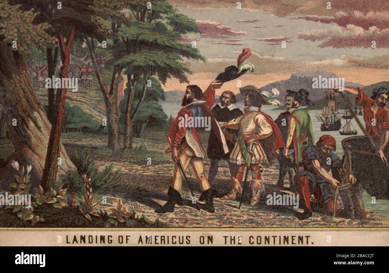 Atterrissage d'Amerigo Vespucci sur le continent, 1501 1502. L ...