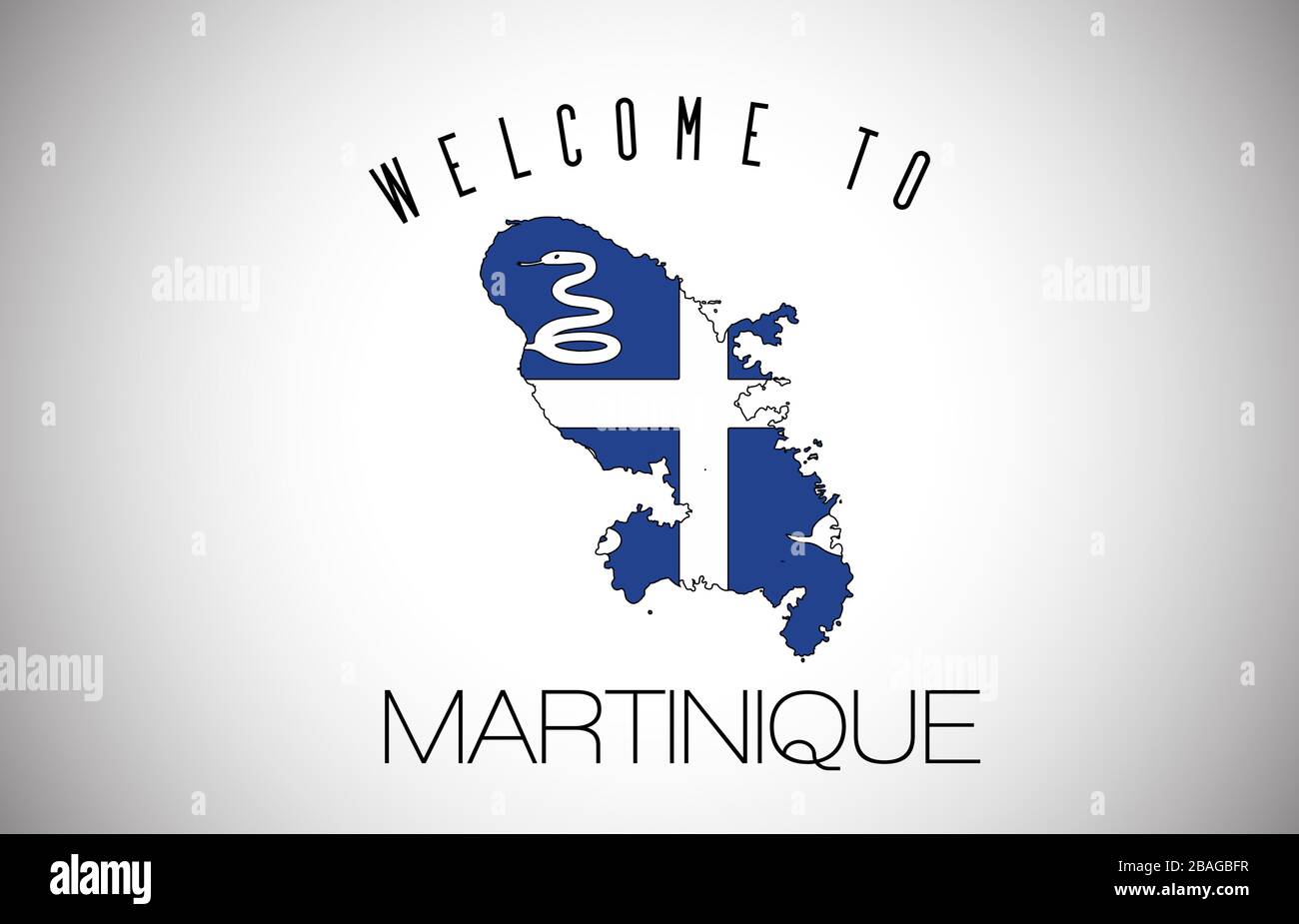 Martinique Bienvenue sur le texte et le drapeau du pays à l'intérieur de la carte des frontières ...