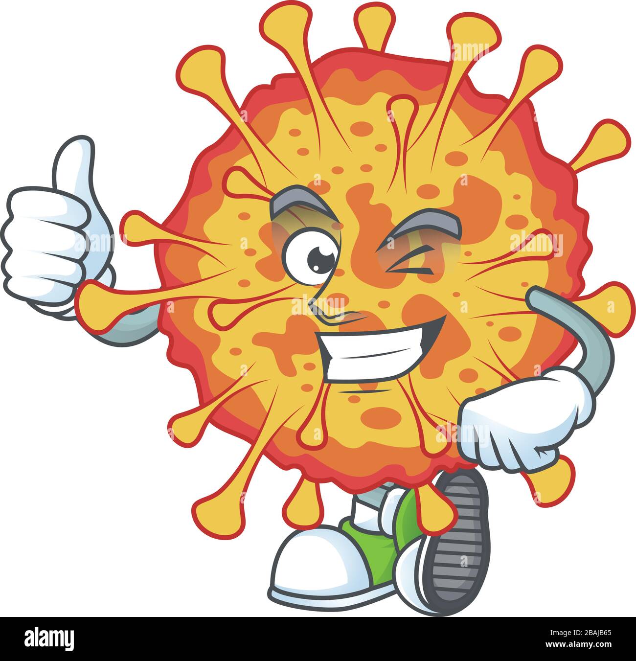 Personnage de dessin animé Epidemic COVID19 qui fait des Thumbs vers le ...