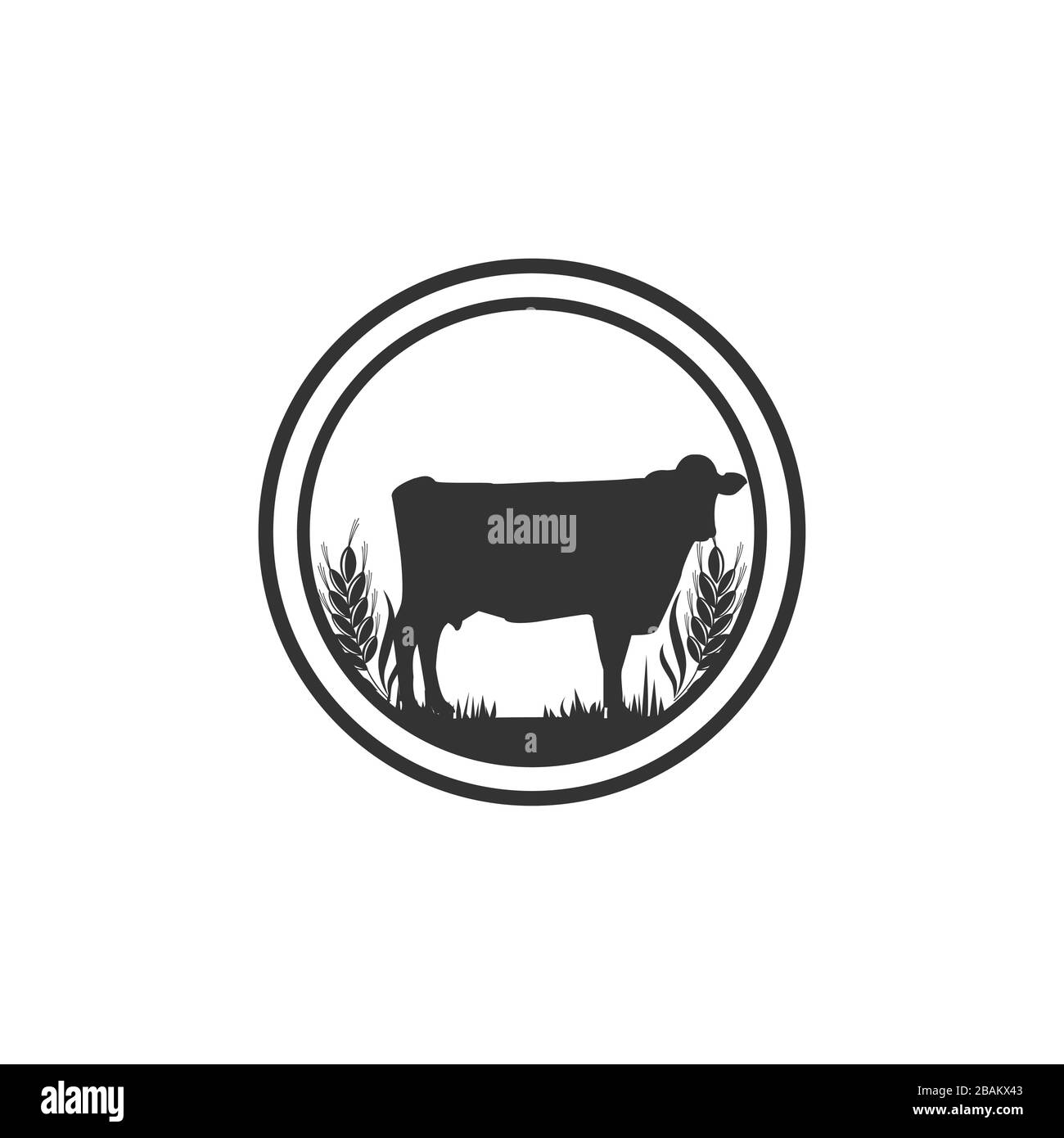 Silhouette design vache dans le style de dessin animé sur fond blanc ...