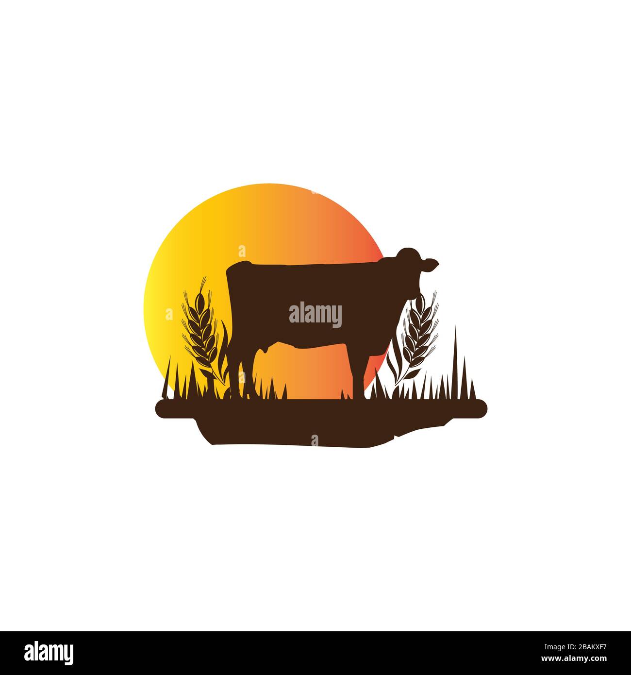 Silhouette design vache dans le style de dessin animé sur fond blanc ...