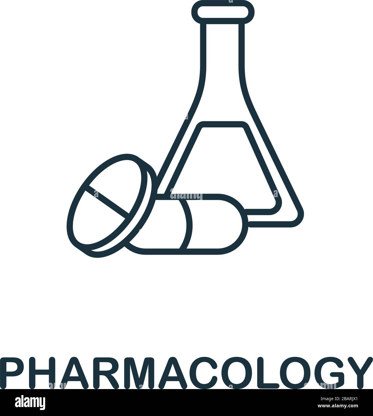 Icône de pharmacologie de la collection scientifique. Elément de ligne ...